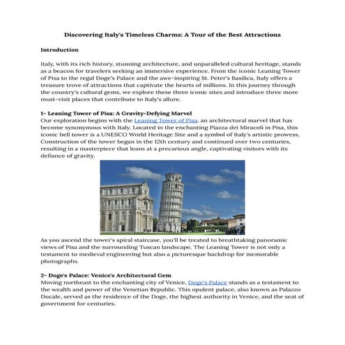 Must visit places in Italy | PDF