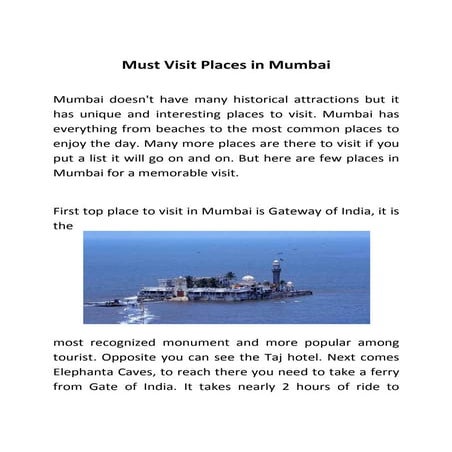 Must Visit Places in Mumbai | PDF