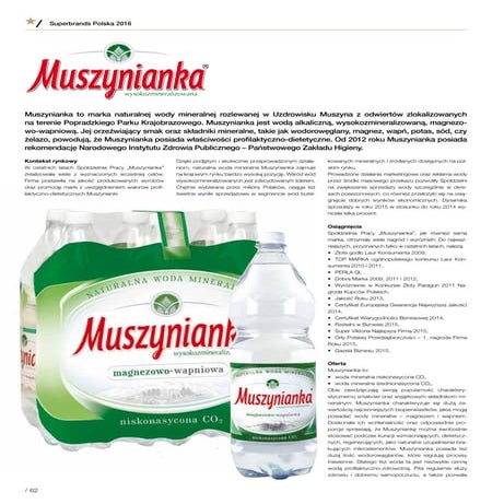 Case study marki Muszynianka z Albumu Superbrands Polska 2016 | PDF
