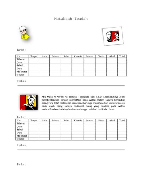 Mutabaah ibadah | DOCX