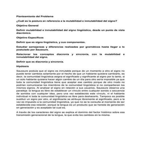 Mutabilidad e inmutabilidad del signo | PDF