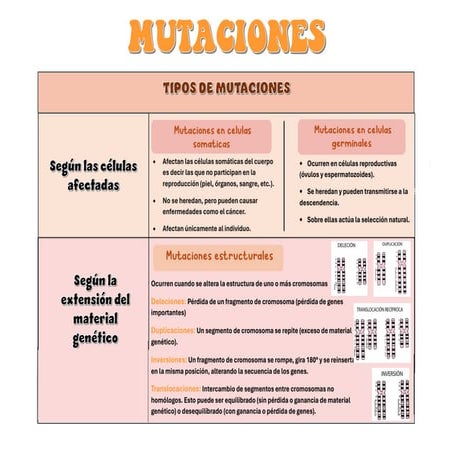 Cuadros comparativos sobre Tipso de Mutaciones | PDF