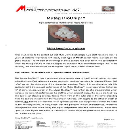 Mutag BioChip - outstanding benefits in moving bed COD/BOD removal ...