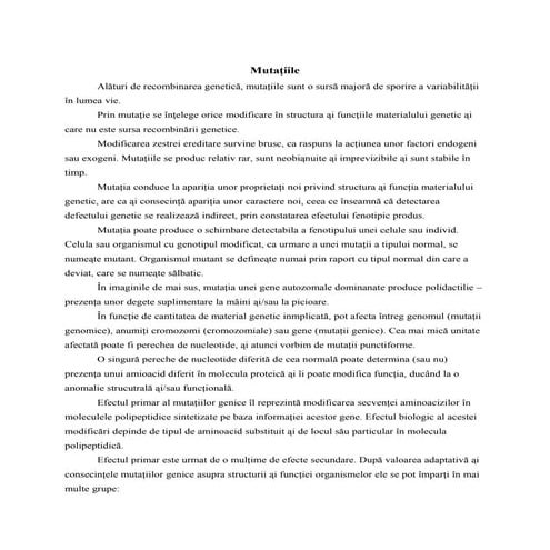 Mutatiile genetice anomalii genice si cromozomiale | PPTX