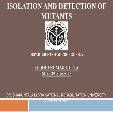Isolation And Detection Of Mutants Pptx Chemistry Science