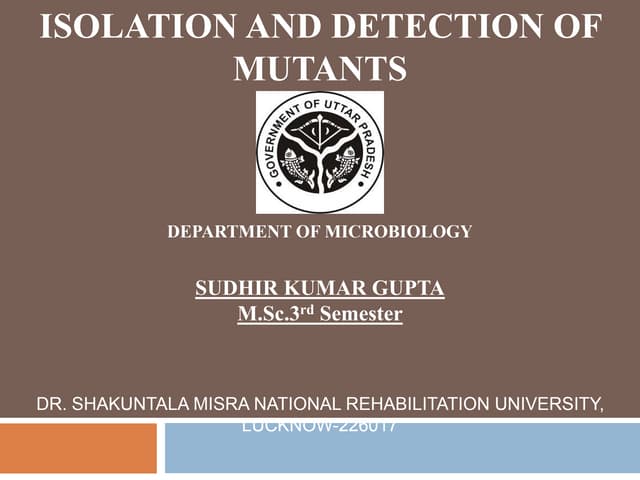 Isolation And Detection Of Mutants Pptx Chemistry Science