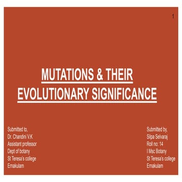 mutation and its evolutionary significance | PPTX