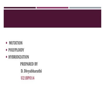 mutation and polyploidy and hybridization by D. Divyabharathi (U21BP014 ...