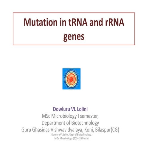 "Genetic Mutations in tRNA and rRNA: Unveiling Cellular Secrets | PDF