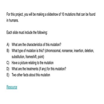 Mutation Project for a biology class project | PDF