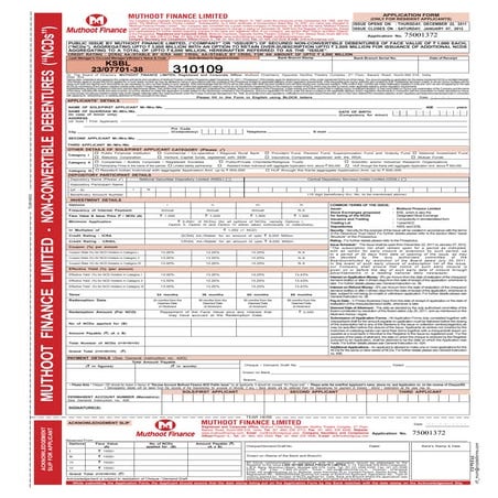 Muthoot finance limited ncd application form dec 2011 jan 2012 | PDF ...