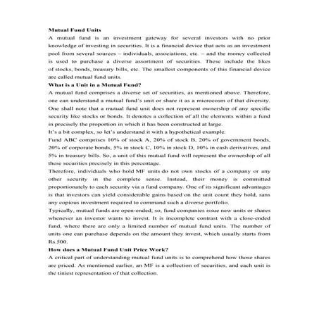 MUTUAL FUND MASTER OF COMMERCE DOCUMENT NOTES | DOCX