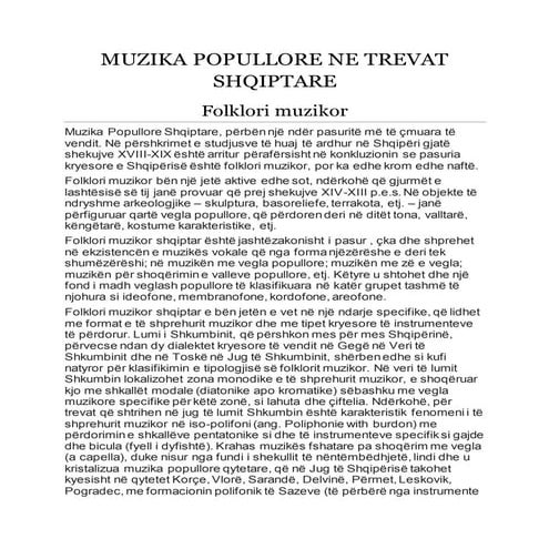Muzika popullore ne trevat shqiptare | DOCX