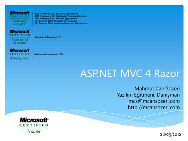 Aspnet Mvc 4 Mahmut Can Sozeri Sunum Ppt