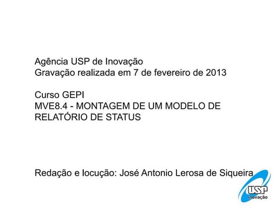 Modelo de Status Report do Projeto (pronto PMBOK) | PDF