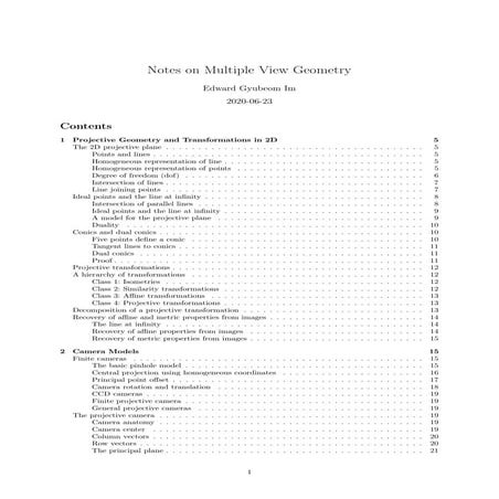 Multiple View Geometry in Computer Vision Review (Kor) | PDF
