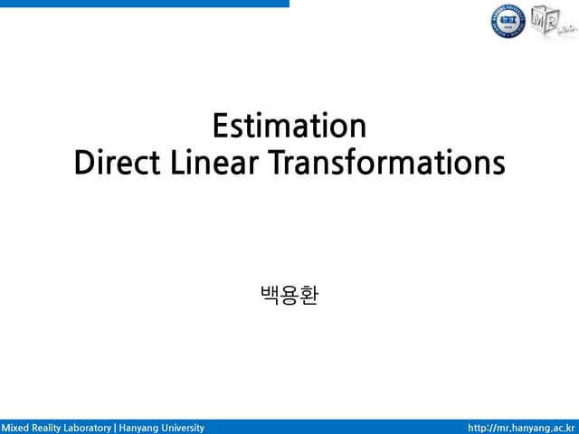 Multiple View Geometry Estimation Direct Linear Transformation Pdf