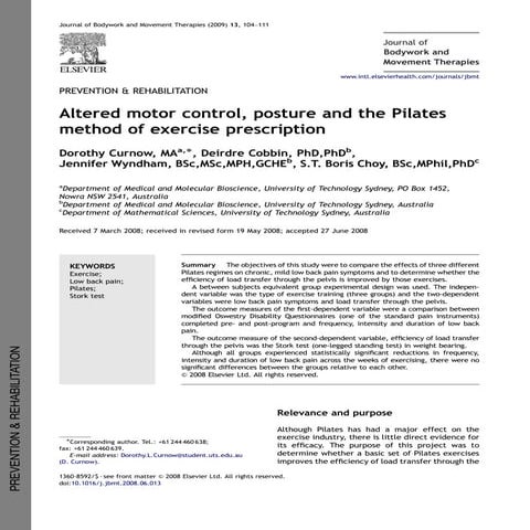 Pilates and motor control | PDF