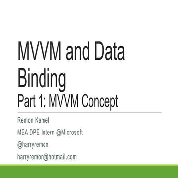 Windows Store Development : MVVM and data binding | PPTX