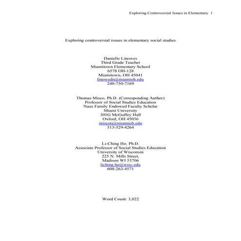 Exploring controversial issues in elementary social studies | PDF