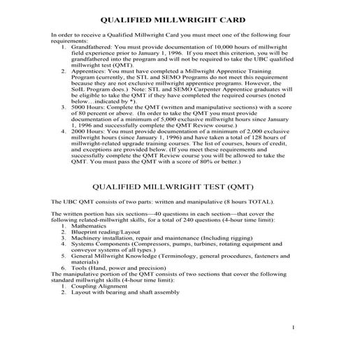 Qualified Millwright | DOC