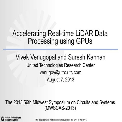 Accelerating Real-Time LiDAR Data Processing Using GPUs | PPT