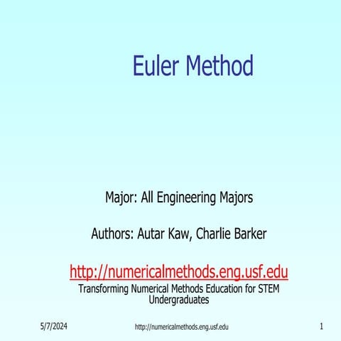 Euler Method of solving Initial value problems | PPT