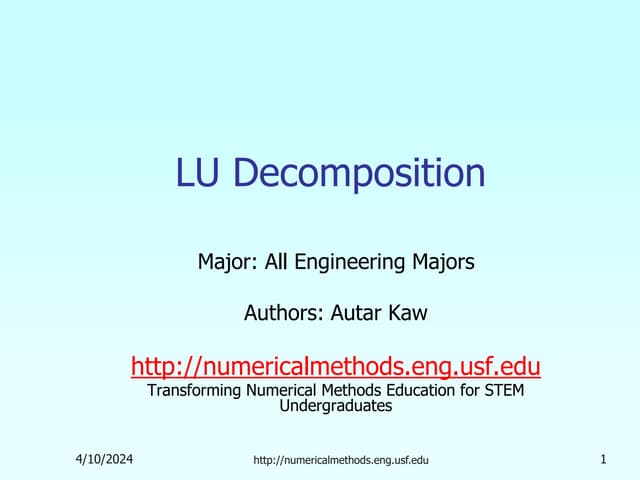 Lu Decomposition | PPTX