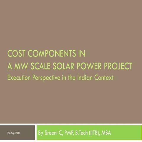 Cost Components in a MW Scale Solar Power Project | PDF