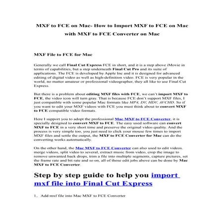 Mxf to fce | DOC