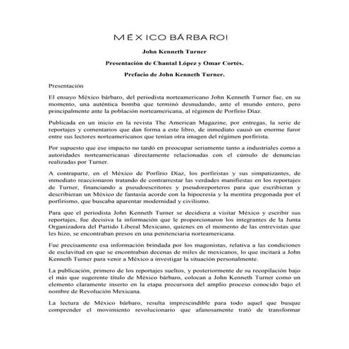México bárbaro John Kenneth Turner | PDF