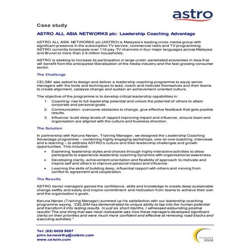 Astro networks leadership coaching advantage | PDF