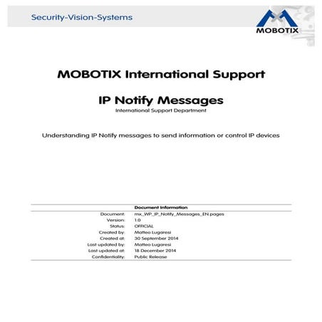 MOBOTIX IP Notify Messages | PDF