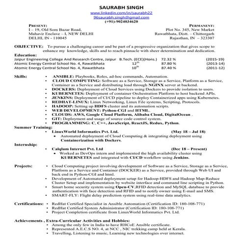 Resume of Saurabh Singh | PDF
