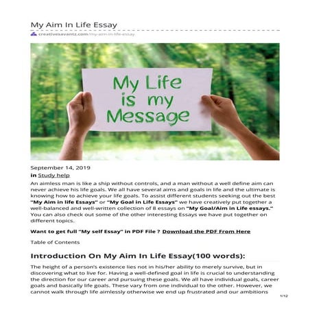 My aim in life essay creativesavantz.com