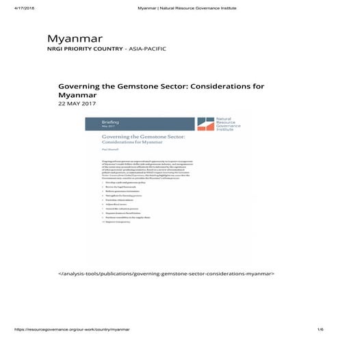 MYANMAR -NATURAL RESOURCE GOVERNANCE INSTITUTE (NRGI) PRIORITY COUNTRY ...