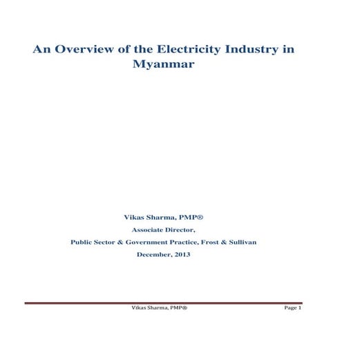 An Overview of the Electricity Industry in Myanmar | PDF