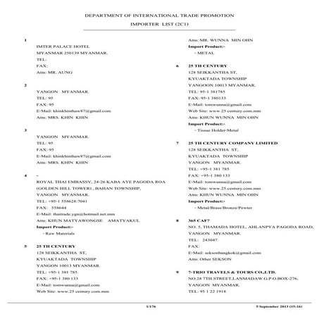 Myanmar importer list (1) | PDF