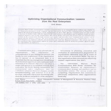 Optimizing Organizational Communication, IJTD, April-June, 2005 | PDF