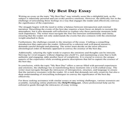 My Best Day Essay.pdf | Hair Care | Beauty