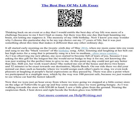 My Best Day Of My Life Essay | PDF