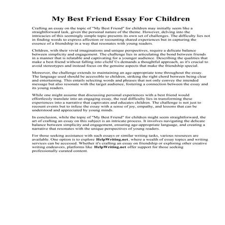 My Best Friend Essay For Children | PDF