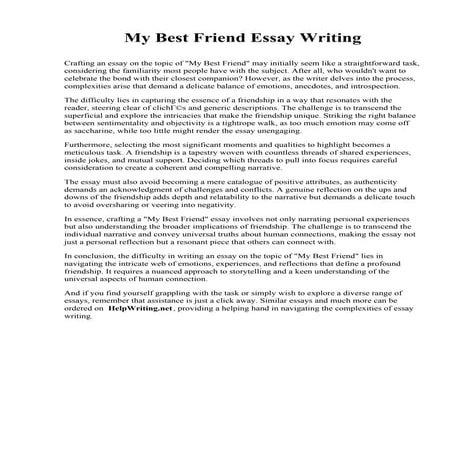 My Best Friend Essay Writing. Bridgewater College | PDF