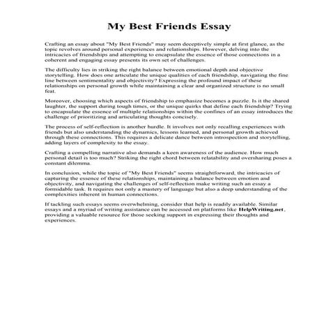 My Best Friends Essay | PDF