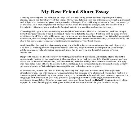 My Best Friend Short Essay | PDF