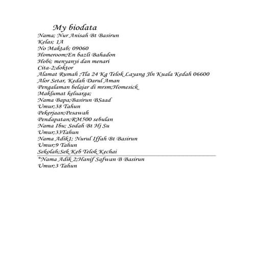 My Biodata | DOC