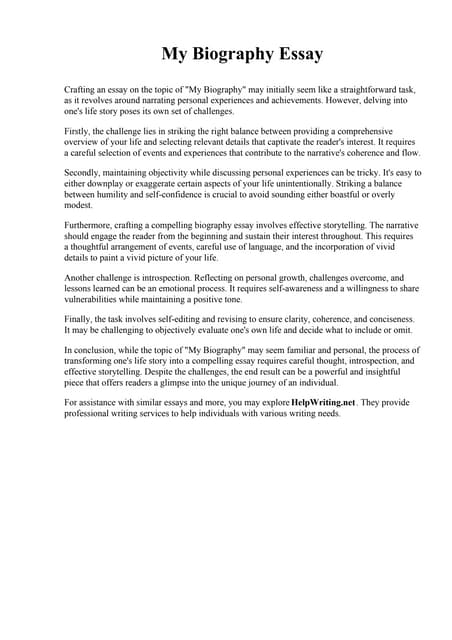 Autobiography Essay Sample | PDF