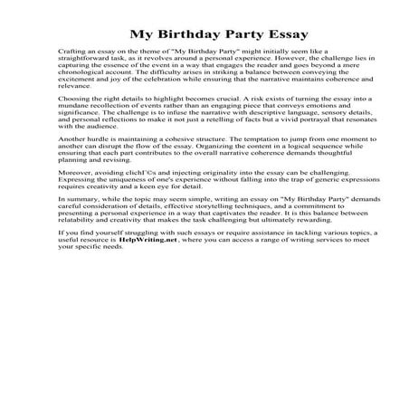 My Birthday Party Essay | PDF