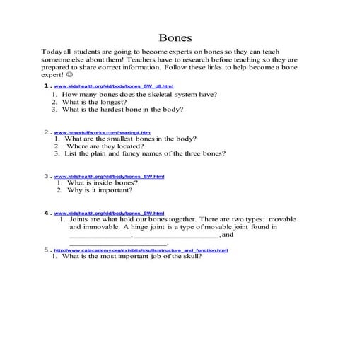 My Bone Webquest Word Document | DOCX | Bone and Joint Conditions ...