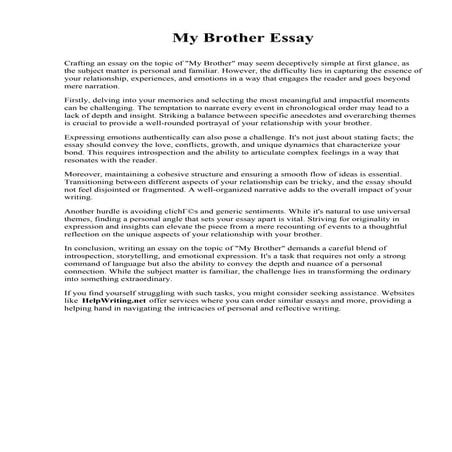 My Brother Essay. The University of Texas at Dallas | PDF